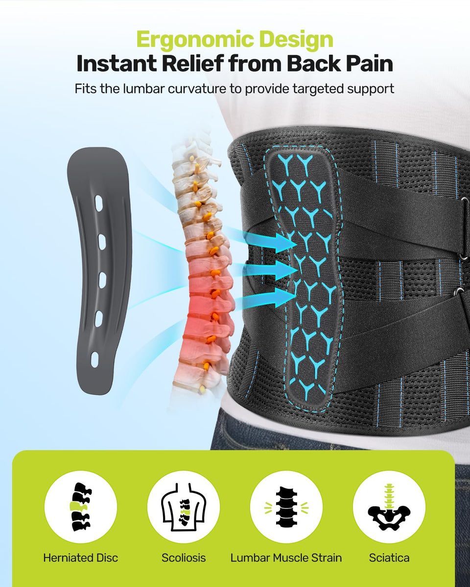 Back Brace for Lower Back Pain Women Men, 7X Ergonomic Support Brace w ...
