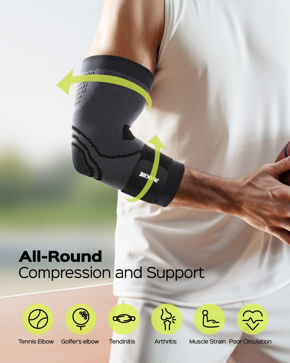 Elbow Support Brace for Men and Women, 2 Pack Elbow Compression Sleeve ...