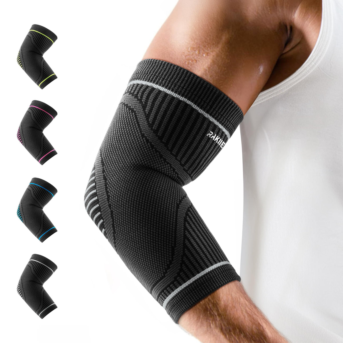 Elbow Compression Sleeve 2 Pack, High Elastic Elbow Brace for Tendonit ...